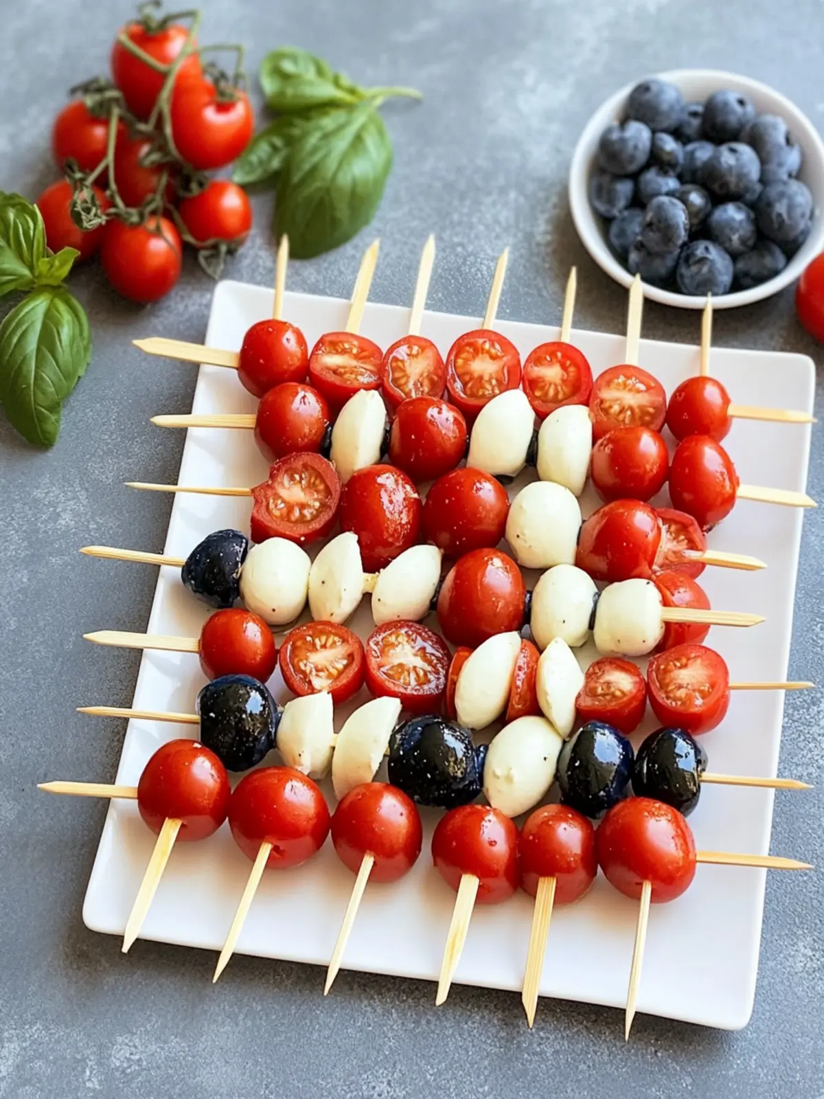 Ultimate 4th of July Red, White, and Blue Caprese Skewers